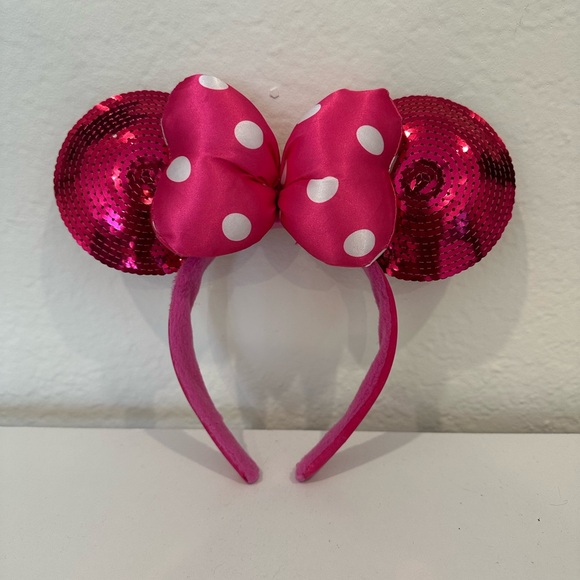 Disney | Accessories | Disney Pink Polka Dot Sequin Minnie Ears | Poshmark